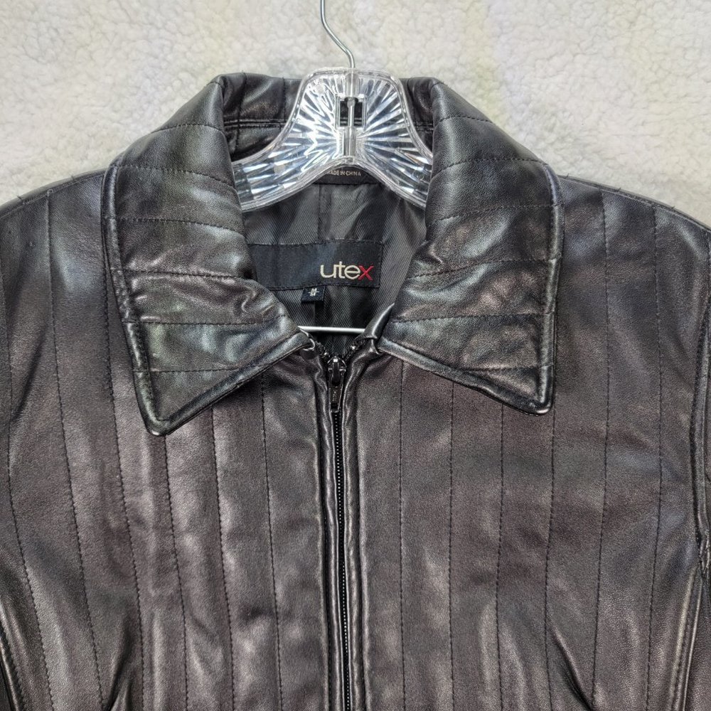 Utex Black Striped Collared Bold Classic Soft Leather… - Gem